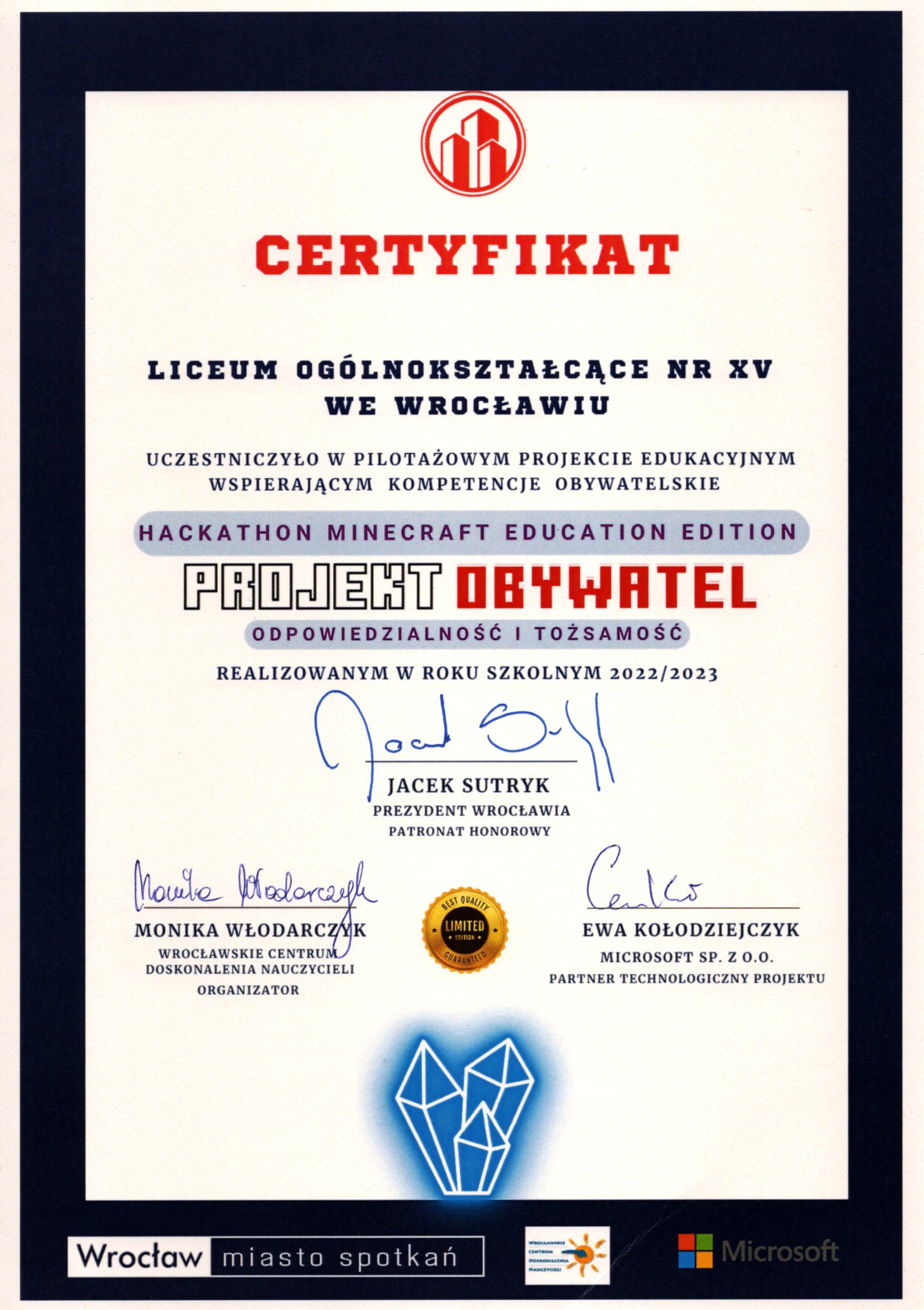 HACKATHON MINECRAFT EDUCATION EDITION - XV LO we Wrocławiu